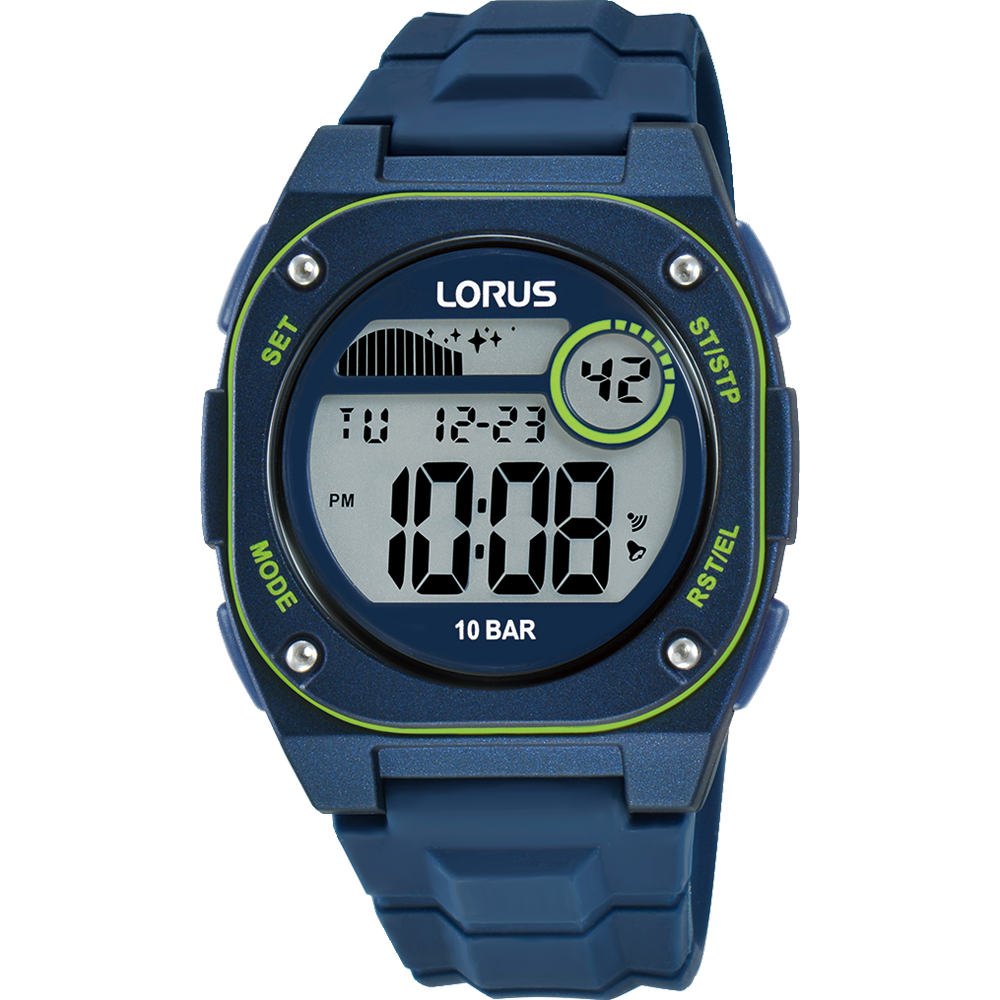 Lorus Mens blue lorus digital watch with date, alarm, stopwatch ...